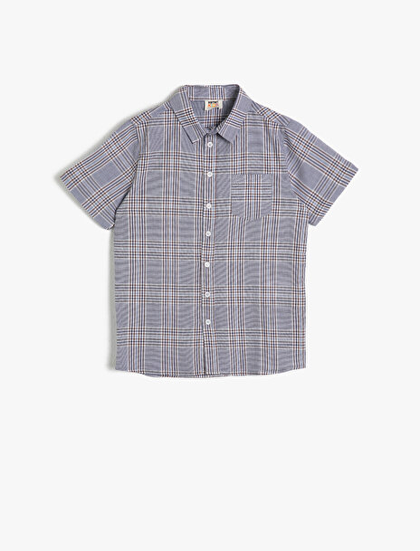 Koton Erkek Çocuk Ekose Desenli Tek Cepli Kısa Kollu Klasik Yaka Gömlek