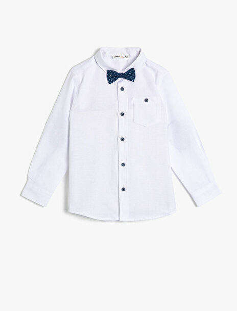 Koton Erkek Çocuk Papyonlu Uzun Kollu Klasik Yaka Gömlek