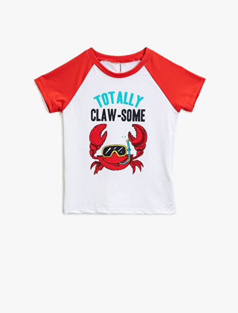 Koton Erkek Çocuk Yüzme Tişörtü Yengeç Baskılı