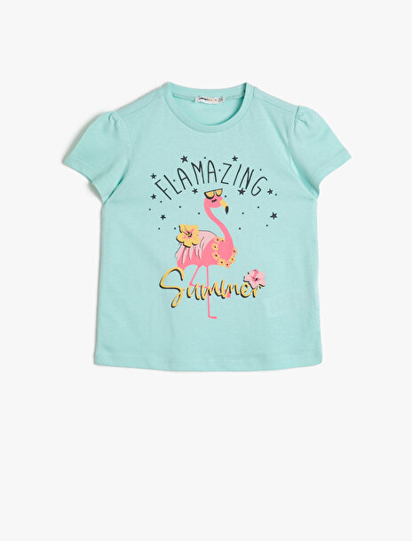 Koton Kız Çocuk Pamuklu Yumuşak Kumaştan Simli Baskılı Kısa Kollu Tshirt Koton Kız Çocuk Pamuklu Yumuşak Kumaştan Simli Baskılı Kısa Kollu Tshirt