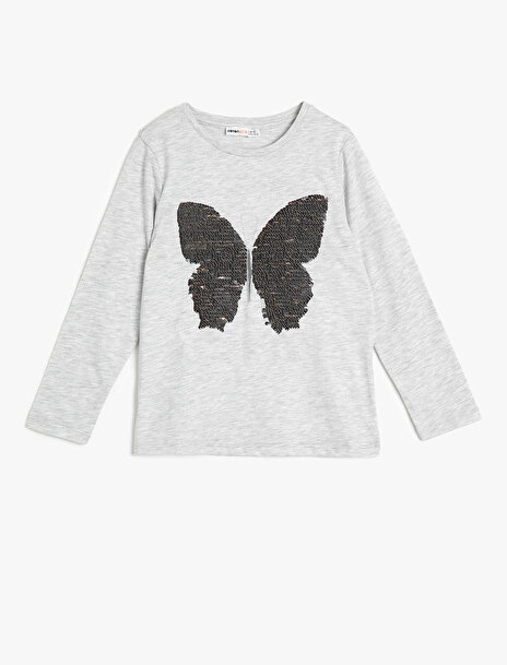 Koton Kız Çocuk Yumuşak Pamuk Karışımlı Kumaştan Çift Taraflı Pullu Uzun Kollu Tshirt Koton Kız Çocuk Yumuşak Pamuk Karışımlı Kumaştan Çift Taraflı Pullu Uzun Kollu Tshirt