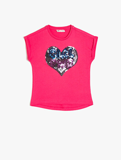 Koton Kız Çocuk Pamuklu Yumuşak Kumaştan Pullu Bisiklet Yaka Kısa Kollu Tshirt Koton Kız Çocuk Pamuklu Yumuşak Kumaştan Pullu Bisiklet Yaka Kısa Kollu Tshirt