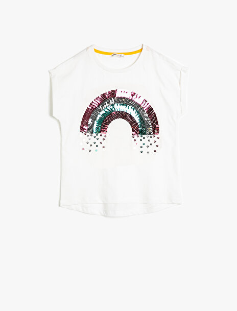 Koton Kız Çocuk Pamuklu Yumuşak Kumaştan Çift Taraflı Pullu Bisiklet Yaka Kısa Kollu Tshirt Koton Kız Çocuk Pamuklu Yumuşak Kumaştan Çift Taraflı Pullu Bisiklet Yaka Kısa Kollu Tshirt