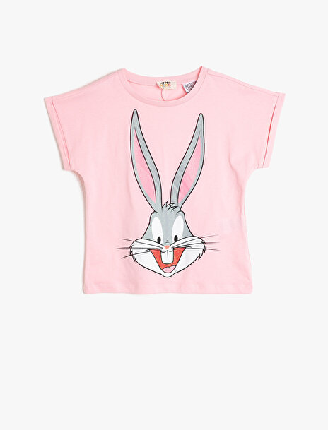 Koton Kız Çocuk Bugs Bunny Lisanslı Simli Baskılı Bisiklet Yaka Kısa Kollu Pamuklu Tişört Koton Kız Çocuk Bugs Bunny Lisanslı Simli Baskılı Bisiklet Yaka Kısa Kollu Pamuklu Tişört