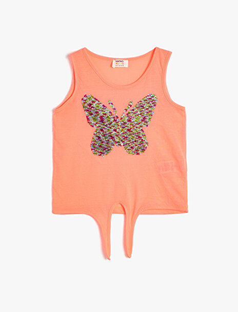 Koton Kız Çocuk Çift Taraflı Kelebekli Pullu Kalın Askılı Atlet