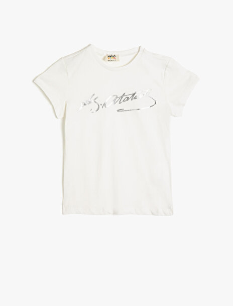 Koton Kız Çocuk Atatürk İmzası Baskılı Tişört