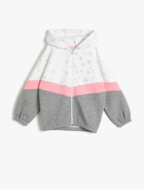Koton Kız Çocuk Kapüşonlu Fermuarlı Parlak Yıldız Baskılı Büzgülü Sweatshirt Koton Kız Çocuk Kapüşonlu Fermuarlı Parlak Yıldız Baskılı Büzgülü Sweatshirt