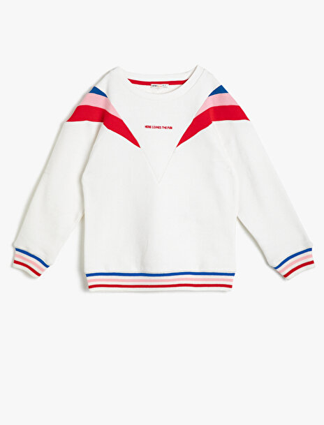 Koton Kız Çocuk İçi Tüylü Yumuşak Sweatshirt Kumaşından Yazılı İşlemeli Sweatshirt
