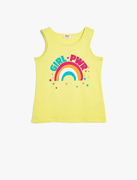 Koton Kız Çocuk Pamuklu Yumuşak Kumaştan Baskılı Kalın Askılı Atlet