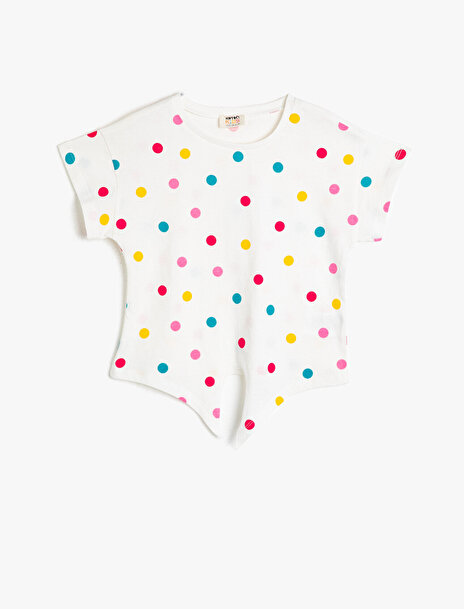 Koton Kız Çocuk Puantiyeli Pamuklu Yumuşak Kısa Kollu Tişört