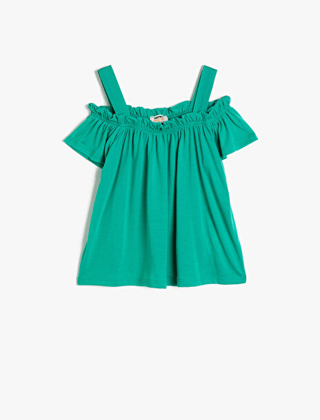 Koton Kız Çocuk Yumuşak Kumaştan Omzu Açık Kalın Askılı Tişört