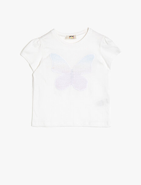Koton Kız Çocuk Pamuklu Yumuşak Kumaştan Çift Taraflı Pullu Motifli Kısa Kollu Tişört Koton Kız Çocuk Pamuklu Yumuşak Kumaştan Çift Taraflı Pullu Motifli Kısa Kollu Tişört