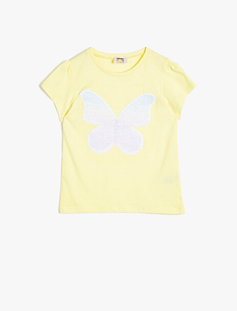 Koton Kız Çocuk Pamuklu Yumuşak Kumaştan Çift Taraflı Pullu Motifli Kısa Kollu Tişört Koton Kız Çocuk Pamuklu Yumuşak Kumaştan Çift Taraflı Pullu Motifli Kısa Kollu Tişört