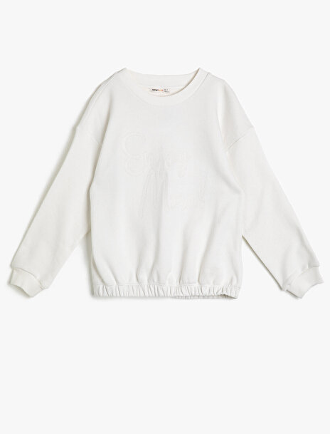 Koton Kız Çocuk Yumuşak Sweatshirt Kumaşından Önü Organze İşlemeli Sweatshirt