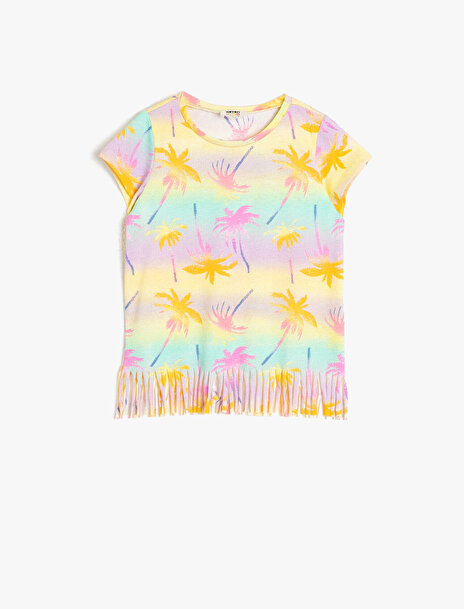 Koton Kız Çocuk Batik Desenli Pamuklu Yumuşak Kısa Kollu Tişört