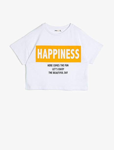 Koton Kız Çocuk Yazılı Baskılı Bol Kesim Pamuklu Yumuşak Kısa Kollu Kısa Tişört