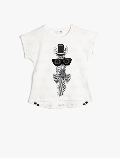 Koton Kız Çocuk Pamuklu Yumuşak Zebra Motifli Çift Taraflı Pullu Kısa Kollu Tişört Koton Kız Çocuk Pamuklu Yumuşak Zebra Motifli Çift Taraflı Pullu Kısa Kollu Tişört