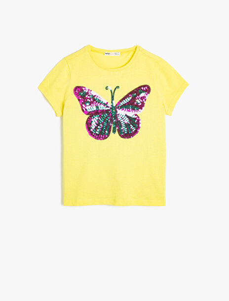 Koton Kız Çocuk Motifli Pullu Pamuklu Yumuşak Kumaştan Kısa Kollu Tişört Koton Kız Çocuk Motifli Pullu Pamuklu Yumuşak Kumaştan Kısa Kollu Tişört