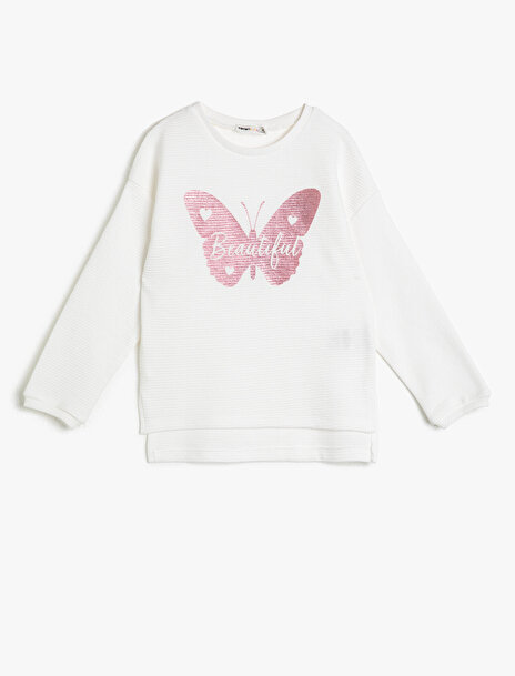 Koton Kız Çocuk Yumuşak Dokulu Kumaştan Parlak Baskılı Sweatshirt
