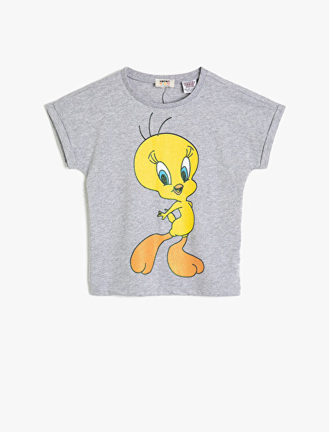 Koton Kız Çocuk Tweety Lisanslı Simli Baskılı Pamuk Karışımlı Yumuşak Kumaştan Kısa Tshirt Koton Kız Çocuk Tweety Lisanslı Simli Baskılı Pamuk Karışımlı Yumuşak Kumaştan Kısa Tshirt