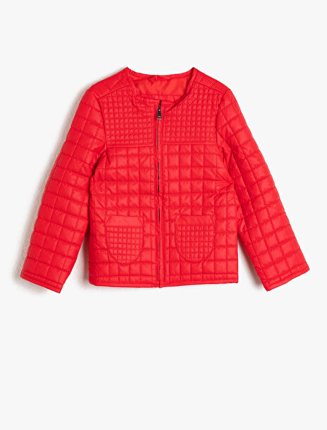 Koton Kız Çocuk Kapitone Önden Fermuarlı Suni Deri Mont