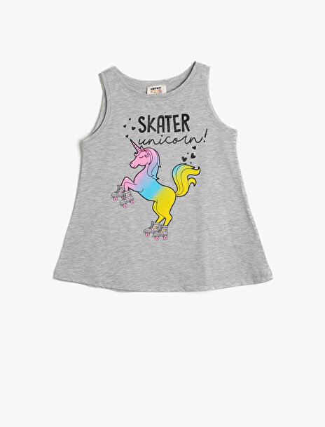 Koton Kız Çocuk Pamuk Karışımlı Yumuşak Kumaştan Simli Unicorn Baskılı Kalın Askılı Atlet Koton Kız Çocuk Pamuk Karışımlı Yumuşak Kumaştan Simli Unicorn Baskılı Kalın Askılı Atlet