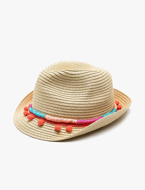 Koton Kız Çocuk Ponponlu Fötr Hasır Şapka