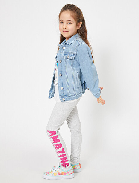 Koton Kız Çocuk Yanda Yazılı Baskılı İnce Esnek Kumaştan Normal Bel Uzun Boy Tayt Koton Kız Çocuk Yanda Yazılı Baskılı İnce Esnek Kumaştan Normal Bel Uzun Boy Tayt