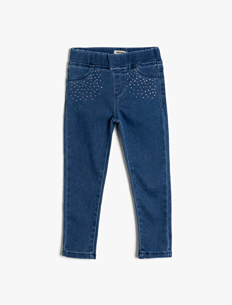 Koton Kız Çocuk Esnek Yumuşak Jean Kumaştan Parlak Taşlı Beli Lastikli Dar Kesim Tayt Koton Kız Çocuk Esnek Yumuşak Jean Kumaştan Parlak Taşlı Beli Lastikli Dar Kesim Tayt