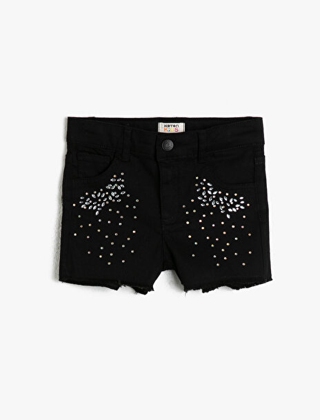 Koton Kız Çocuk Rahat Kesimli Parlak Taşlı Beli Ayar Lastikli Kısa Jean Şort Koton Kız Çocuk Rahat Kesimli Parlak Taşlı Beli Ayar Lastikli Kısa Jean Şort
