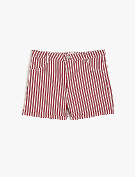 Koton Kız Çocuk Çizgili Normal Bel Şort Koton Kız Çocuk Çizgili Normal Bel Şort