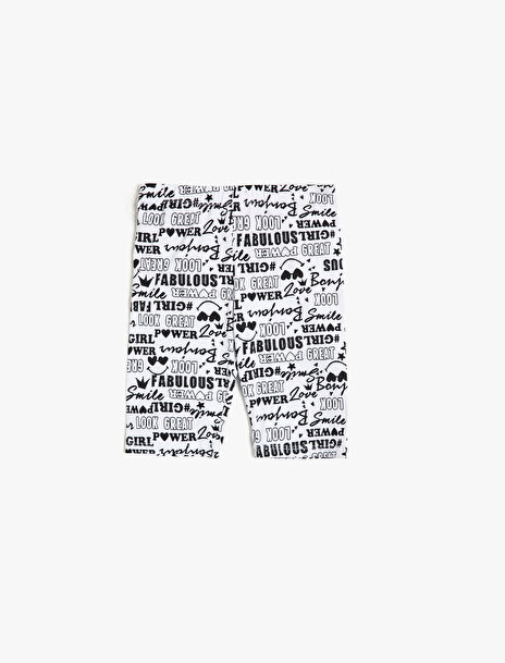 Koton Kız Çocuk Yazılı Baskılı Diz Üstü Kısa Tayt