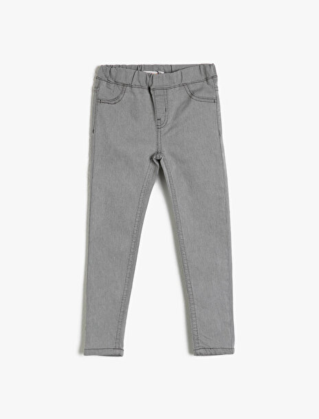 Koton Kız Çocuk Esnek Yumuşak Jean Kumaştan Beli Lastikli Dar Kesim Tayt