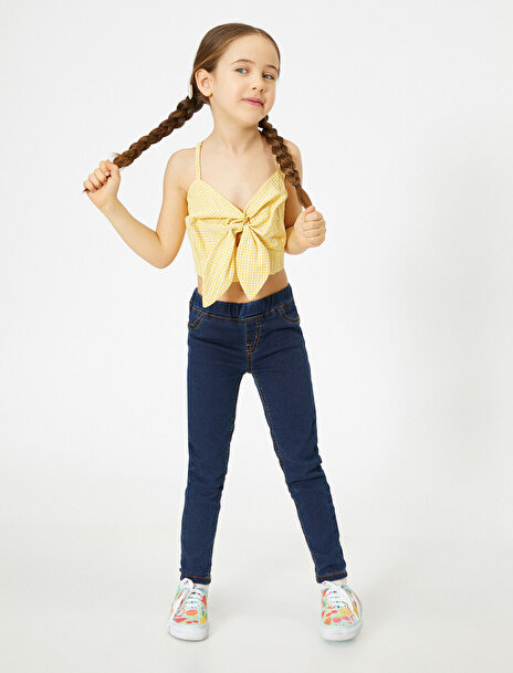 Koton Kız Çocuk Esnek Yumuşak Jean Kumaştan Beli Lastikli Dar Kesim Tayt