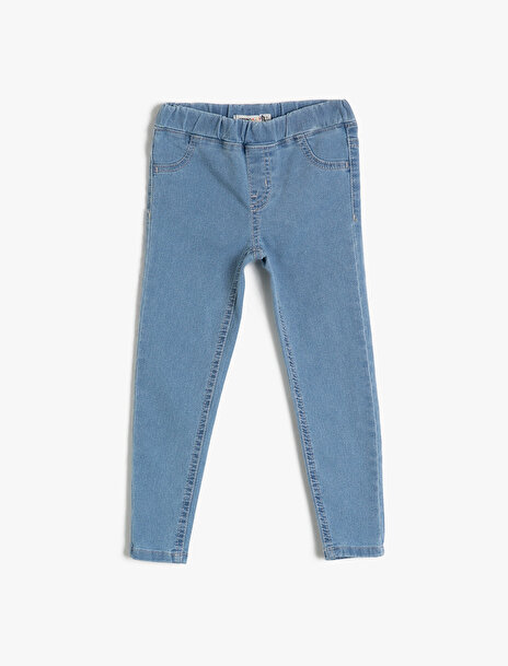 Koton Kız Çocuk Esnek Yumuşak Jean Kumaştan Beli Lastikli Dar Kesim Tayt
