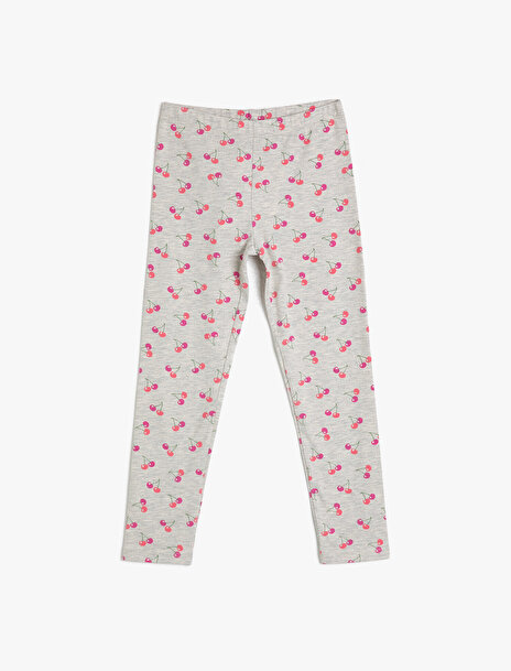 Koton Kız Çocuk Baskılı Esnek Kumaştan Normal  Bel Uzun Tayt