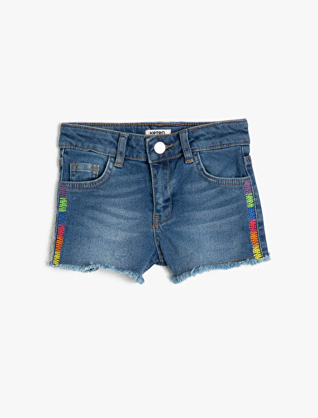 Koton Kız Çocuk Rahat Kesim Nakışlı Beli Ayar Lastikli Kısa Jean Şort Koton Kız Çocuk Rahat Kesim Nakışlı Beli Ayar Lastikli Kısa Jean Şort