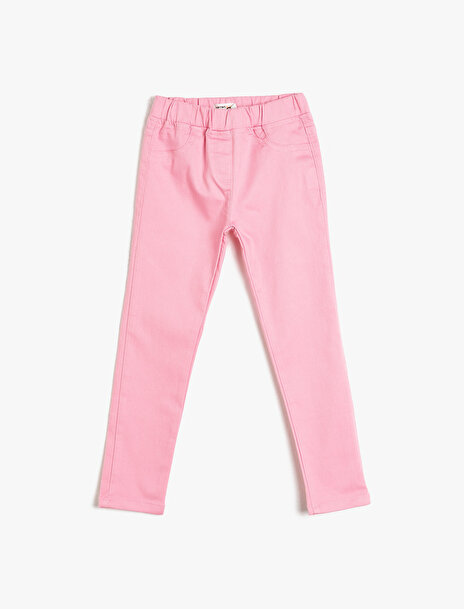 Koton Kız Çocuk Esnek Pantolon Kumaşından Beli Lastikli Süs Cepli Normal Bel Uzun Pantolon Koton Kız Çocuk Esnek Pantolon Kumaşından Beli Lastikli Süs Cepli Normal Bel Uzun Pantolon