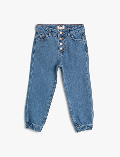 Koton Kız Çocuk Paçası Lastikli Bol Mom Kalıptan Beli Ayar Lastikli Normal Bel Jean Pantolon Koton Kız Çocuk Paçası Lastikli Bol Mom Kalıptan Beli Ayar Lastikli Normal Bel Jean Pantolon