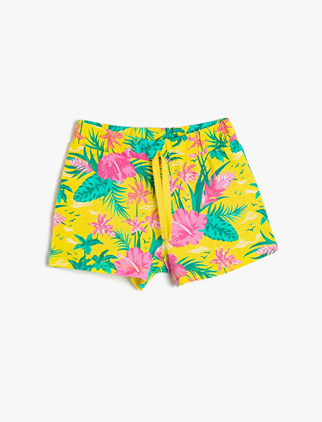 Koton Kız Çocuk Çiçeklı Süs Bağcıklı Orta Bel Kısa Şort
