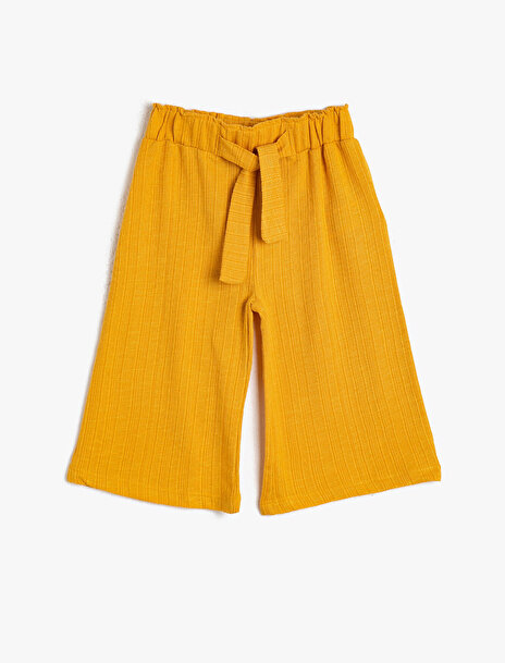 Koton Kız Çocuk Capri Boy Beli Lastikli ve Bağlamalı Bol Dökümlü Pantolon