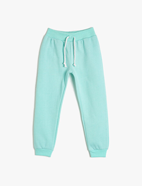 Koton Kız Çocuk Basic Paçası Ribanalı  İnce Sweatshirt Kumaşından Jogger Eşofman