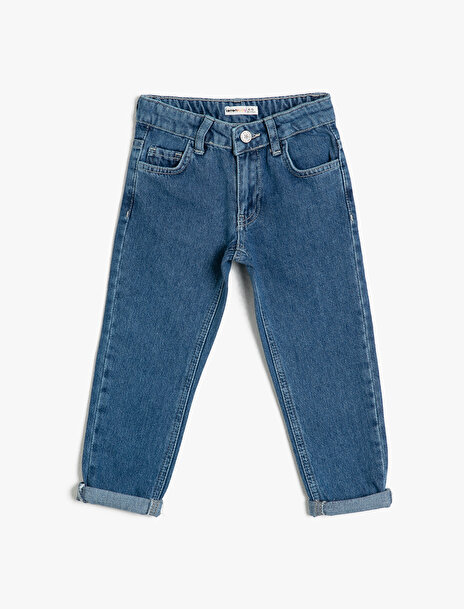 Koton Kız Çocuk Cepli Beli Ayar Lastikli Bol Kesim Mom Kalıp Uzun Jean Pantolon Koton Kız Çocuk Cepli Beli Ayar Lastikli Bol Kesim Mom Kalıp Uzun Jean Pantolon