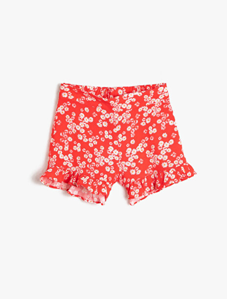 Koton Kız Çocuk Çiçekli Bol Kesim Beli Lastikli Paçası Fırfırlı Kısa Şort