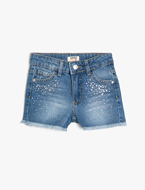 Koton Kız Çocuk Rahat Kesim Parlak Taşlı Beli Ayar Lastikli Kısa Jean Şort Koton Kız Çocuk Rahat Kesim Parlak Taşlı Beli Ayar Lastikli Kısa Jean Şort