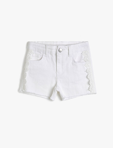 Koton Kız Çocuk Esnek Pantolon Kumaşından Rahat Kesimli Kısa Jean Şort