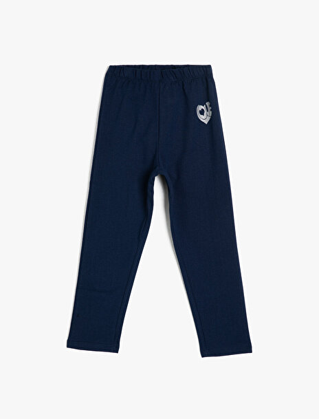 Koton Kız Çocuk İnce Sweatshirt Kumaşından Paçası Düz Simli Baskılı Eşofman Altı