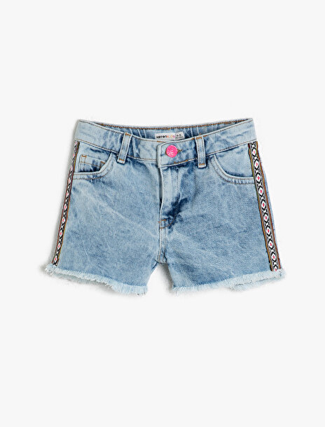 Koton Kız Çocuk İşlemeli Jean Şort