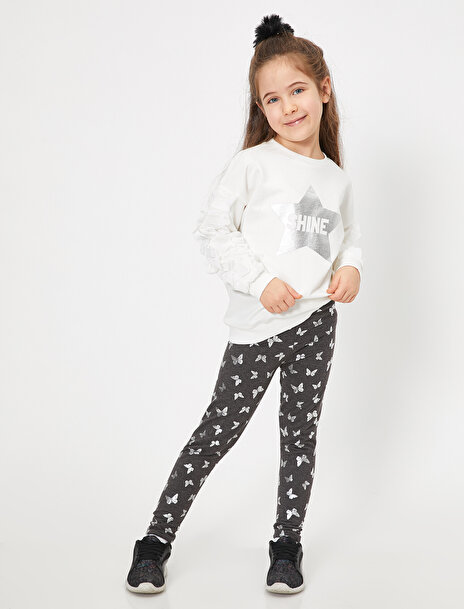 Koton Kız Çocuk Parlak Kelebek Baskılı Kalın Esnek Kumaştan Normal Bel Uzun Tayt Koton Kız Çocuk Parlak Kelebek Baskılı Kalın Esnek Kumaştan Normal Bel Uzun Tayt