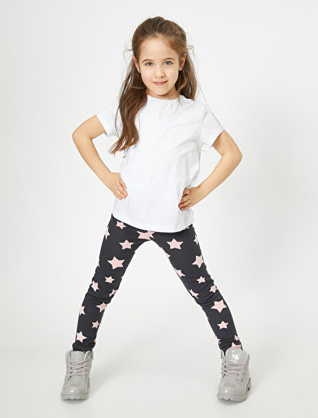 Koton Kız Çocuk Baskılı İnce Esnek Kumaştan Normal Bel Uzun Tayt Koton Kız Çocuk Baskılı İnce Esnek Kumaştan Normal Bel Uzun Tayt